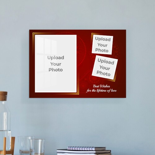 Maroon Background with Golden Frame Design: Landscape Acrylic Photo ...