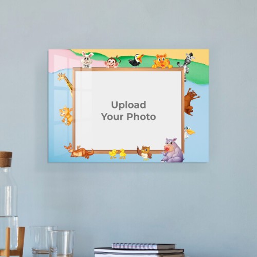 Cartoon Animals Frame Design: Landscape Acrylic Photo Frame with Image ...