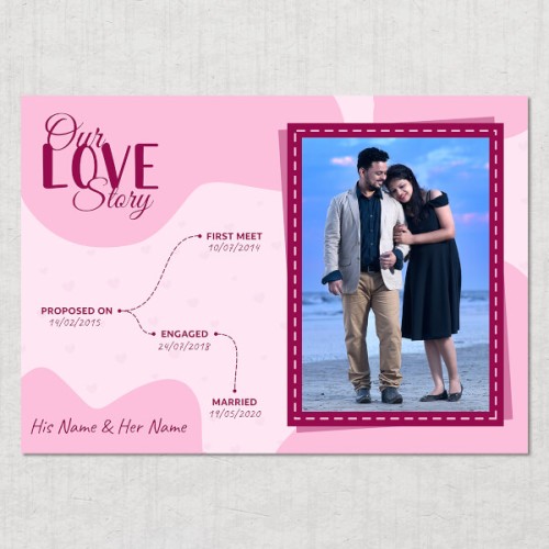 Buy Couple Dashed Border Design Custom Landscape Love Story Photo Frame