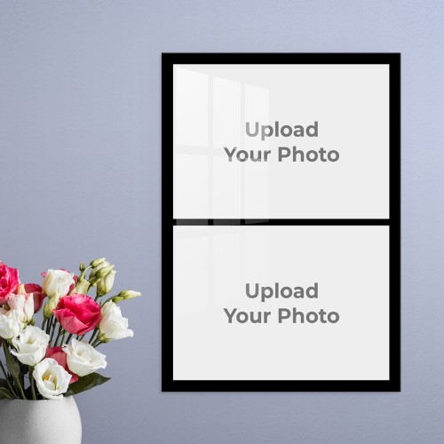 2 Pics Upload with Border Design: Portrait Acrylic Photo Frame with ...