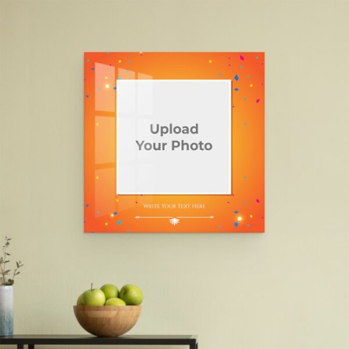 Birthday Wishes with Confetti Design: Square Acrylic Photo Frame with ...