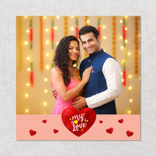 Red Hearts with Love Design: Square Acrylic Photo Frame with Image ...