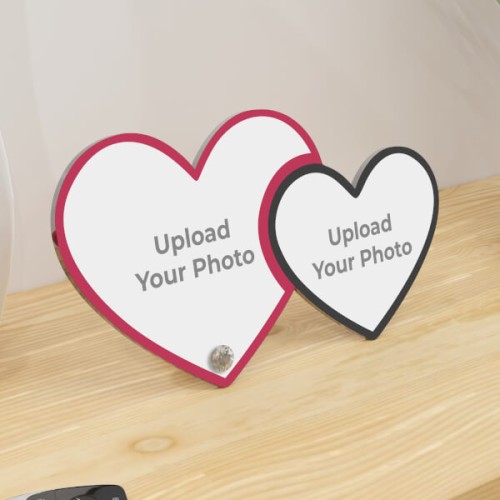Buy Custom Acrylic Photo Stands With Couple Hearts Design