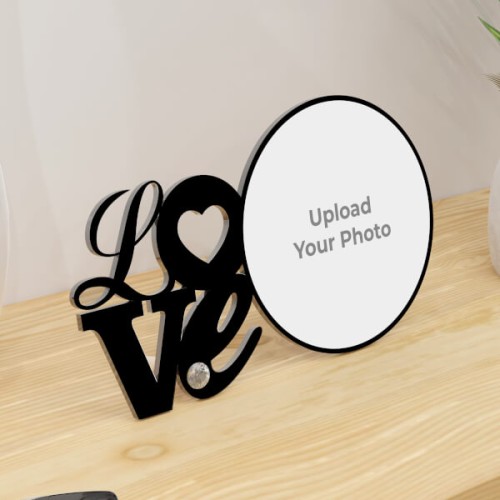 Buy Custom Image Round Shaped Love Design On Acrylic Photo Stand