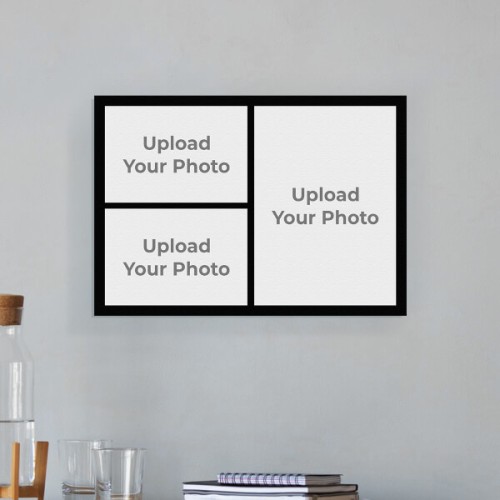 3 Pic Upload with Border Design: Landscape Aluminium Photo Frame with ...