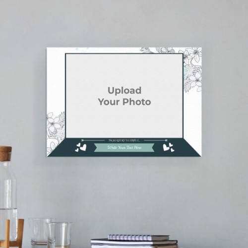Hand Drawn Flowers Frame Design: Landscape Aluminium Photo Frame with ...