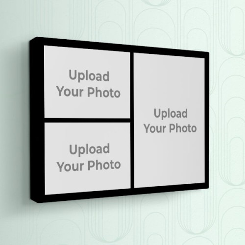 3 Pic Upload with Border Design: Landscape Canvas Photo Frame with ...