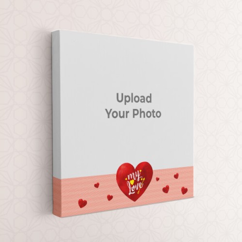 Red Hearts with Love Design: Square Canvas Photo Frame with Image ...