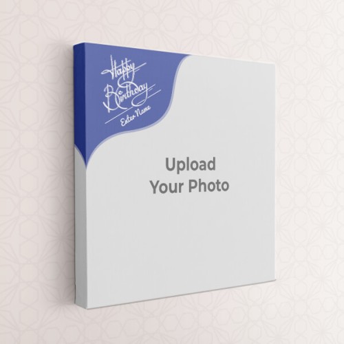 Blue Wave (Happy Birthday) Frame Design: Square Canvas Photo Frame with ...