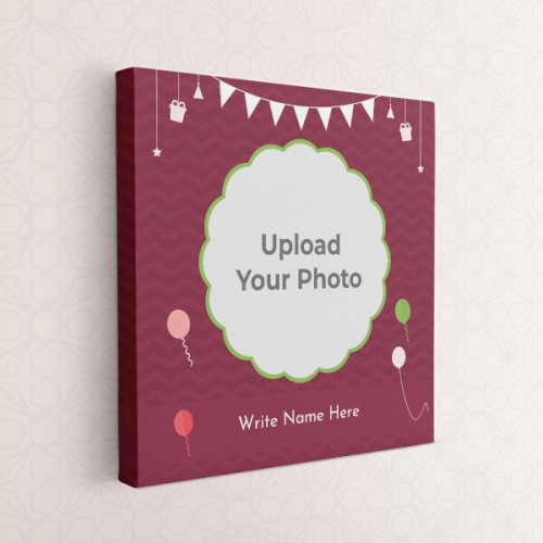 Birthday Wishes with Hanging Gifts and Balloons Design: Square Canvas ...