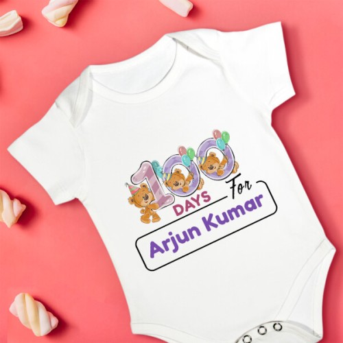 Buy 100 Days For The Baby Cute Teddy Bears Milestone Collection Rompers ...