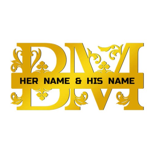 Buy Personalized Vintage Design Sign For Letters BM Couple Monogram ...