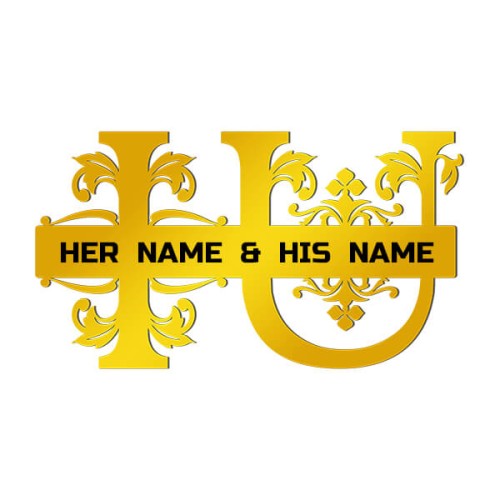 Buy Personalized Vintage Design Sign For Letters IU Couple Monogram ...