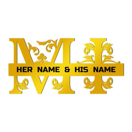 Buy Personalized Vintage Design Sign For Letters MI Couple Monogram ...