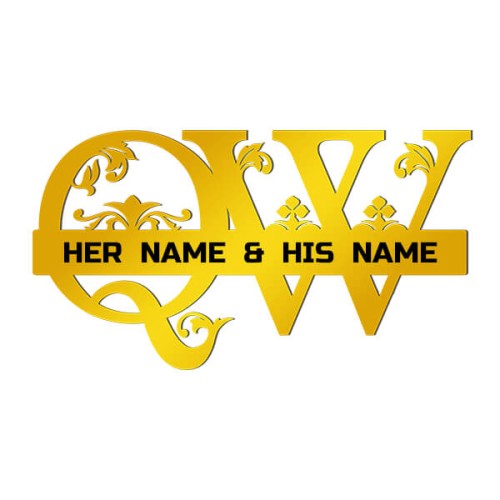 Buy Personalized Vintage Design Sign For Letters QW Couple Monogram ...
