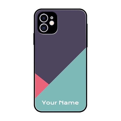 Buy iPhone 11 Custom Glass Mobile Case - Tri Color abstract Design
