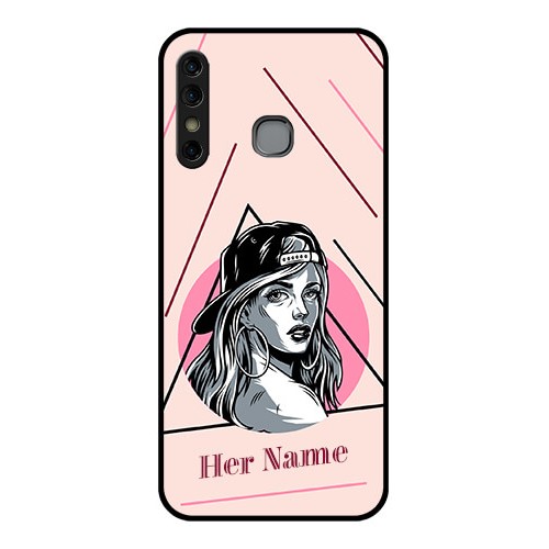 Buy Infinix Hot 8 Custom Glass Phone Case - Rockstar Girl Design