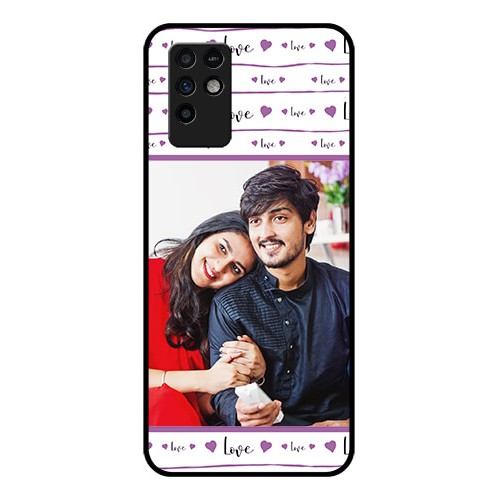 Buy Infinix Note 10 Custom Glass Mobile Case - Couples Heart Design