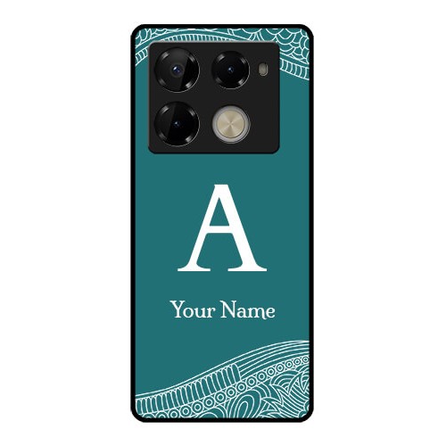 Buy Infinix Note 40 Pro Plus 5G Custom Glass Phone Case - Line Art Pattern With Custom Name Design