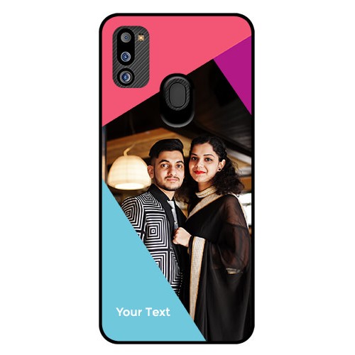 Buy Galaxy M21 2021 Custom Glass Mobile Case - Stacked Triple colour Design