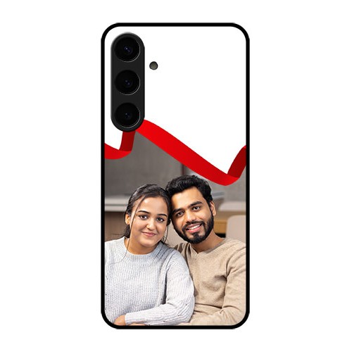 Buy Samsung Galaxy S24 Plus 5G Custom Glass Phone Case - Red Ribbon Frame Design