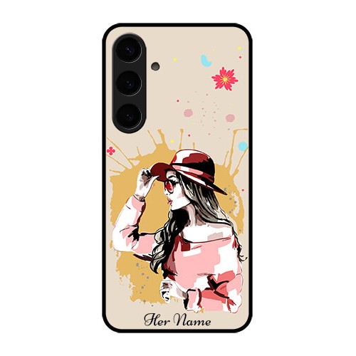 Buy Samsung Galaxy S24 Plus 5G Custom Glass Phone Case - Women With Pink Hat Design