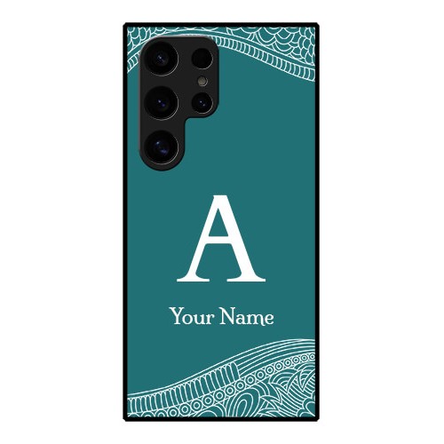 Buy Samsung Galaxy S24 Ultra 5G Custom Glass Phone Case - Line Art Pattern With Custom Name Design