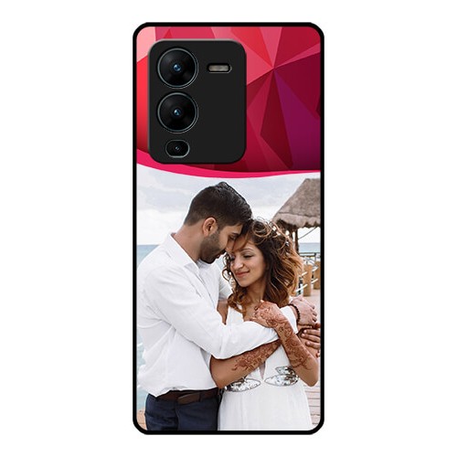 Buy Vivo V25 Pro 5G Custom Glass Mobile Case - Red Abstract Design