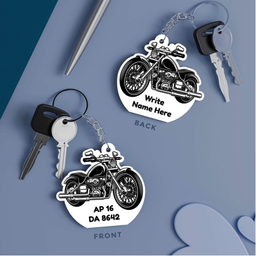 Buy Cruiser Motorcycle Design With Text Keychain