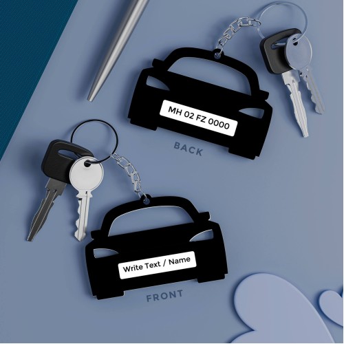 Buy Black Scary Car Design With Text Keychain