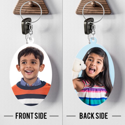 Buy Oval Shaped Photo Keychains With Two Side Print On Acrylic