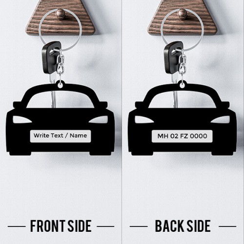 Buy Black Scary Car Design With Text Keychain