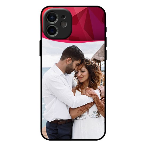 Buy iPhone 12 Custom Metal Phone Case - Red Abstract Design