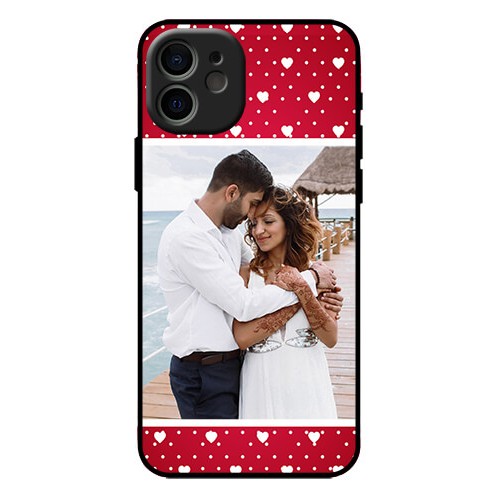 Buy iPhone 12 Custom Metal Phone Case - Hearts Mobile Case Design