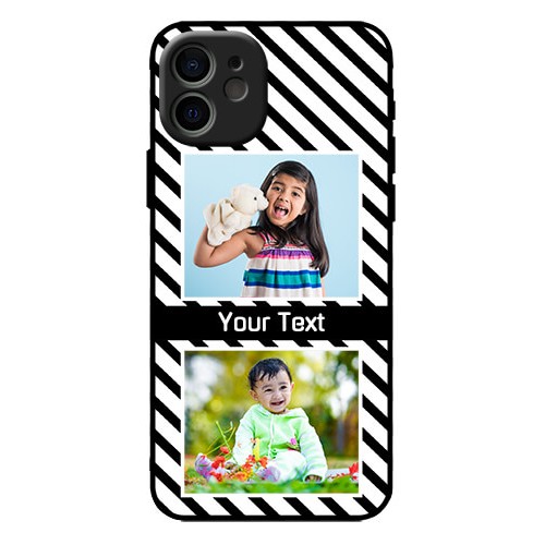Buy iPhone 12 Custom Metal Phone Case - Black And White Stripes Design