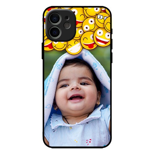 Buy iPhone 12 Custom Metal Phone Case - With Smiley Emoji Design