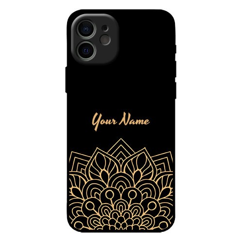 Buy iPhone 12 Custom Metal Phone Case - Golden Mandala Design