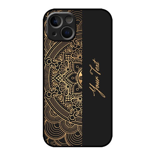Buy iPhone 13 Custom Metal Phone Case - Mandala Art With Custom Text Design