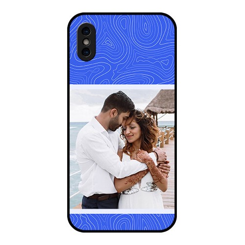 Buy iPhone XS Custom Metal Phone Case - Curved Line Art With Blue And ...