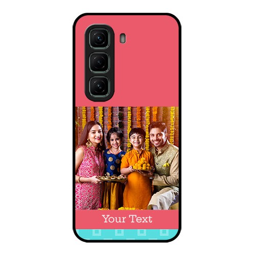 Buy Infinix Hot 50 5G Custom Metal Phone CasePeach and Blue Color Design