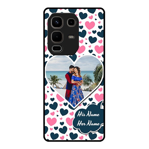 Buy Infinix Note 50s 5G Custom Metal Phone Case - Pink & Blue Heart Design