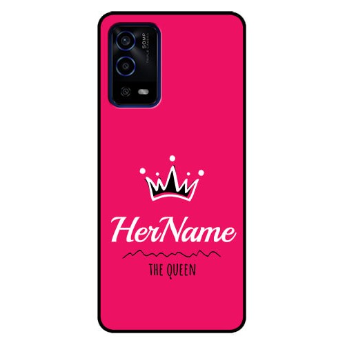 Buy Oppo A55 Custom Metal Phone Case - Queen With Name Design