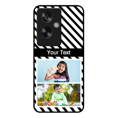 Buy Oppo A79 5G Custom Metal Phone Case - Black And White Stripes Design