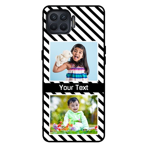 Buy Oppo F17 Pro Custom Metal Phone Case - Black And White Stripes Design