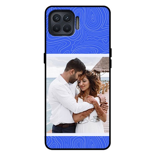Buy Oppo F17 Pro Custom Metal Phone Case - Curved Line Art With Blue ...