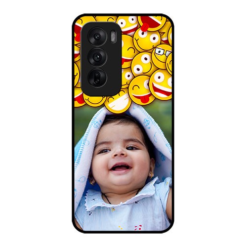 Buy Oppo Reno 12 5G Custom Metal Phone CaseWith Smiley Emoji Design