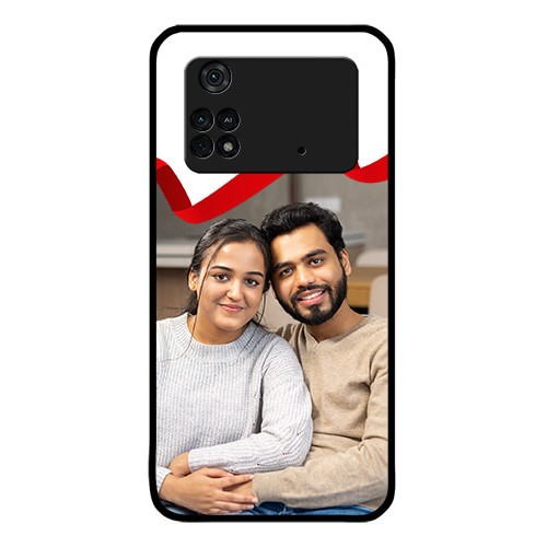 Buy Poco M4 Pro 4G Custom Metal Phone CaseRed Ribbon Frame Design