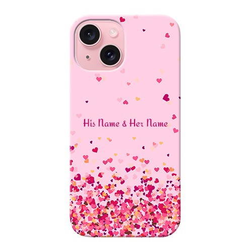Buy iPhone 15 Photo Printing on Case with Floating Hearts Design
