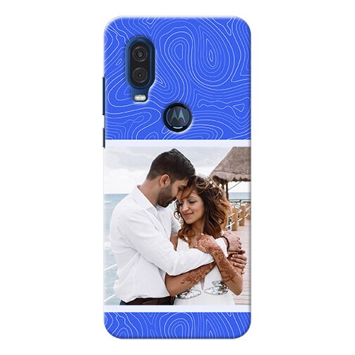 Buy Motorola One Vision Mobile Back Covers: Curved line art with blue ...