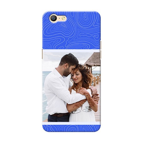 Buy Oppo A57 Mobile Back Covers: Curved line art with blue and white Design